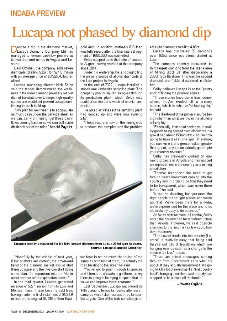 News - Lucapa Diamonds